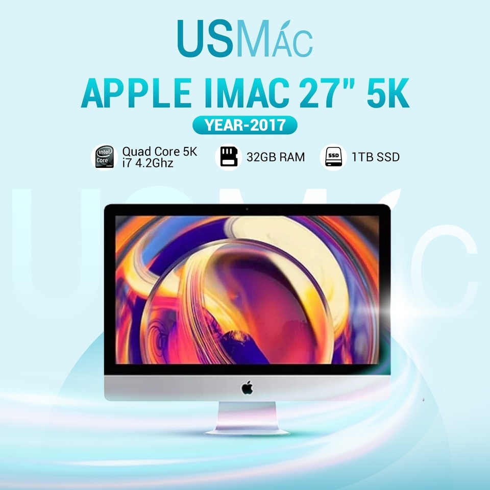 Apple iMac 27" 5K Quad Core 5K i7 4.2Ghz 32GB RAM 1TBGB SSD 2017 A+ ...