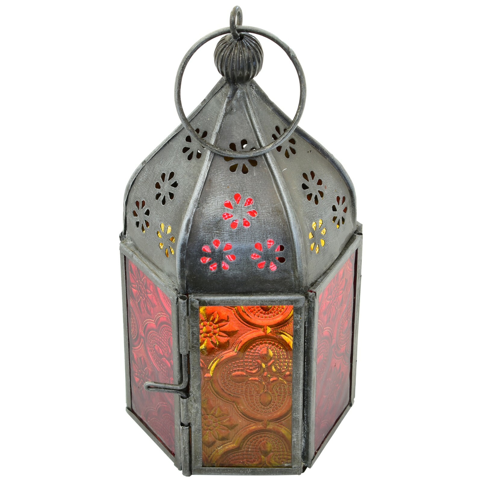 ⭐ Moroccan Style Indian Tonal Iron Glass Lantern Tea Light Holder Home ...
