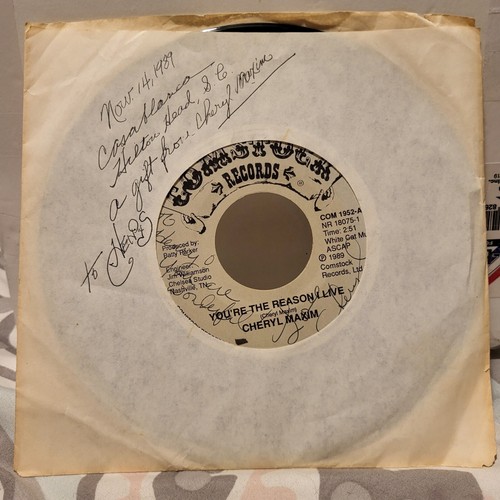 Signed Cheryl Maxim You're The Reason I Live Vinyl Comstock Records 45 ...