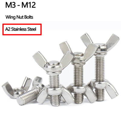 M3 - M12 Wing Nuts Bolts Butterfly Screws Wingbolts Fasteners A2 ...