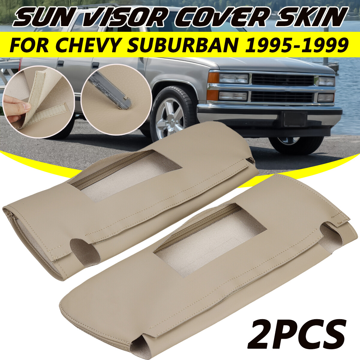 Replacement Sun Visor Cover Leather BEIGE For 1995-99 Chevy Tahoe ...