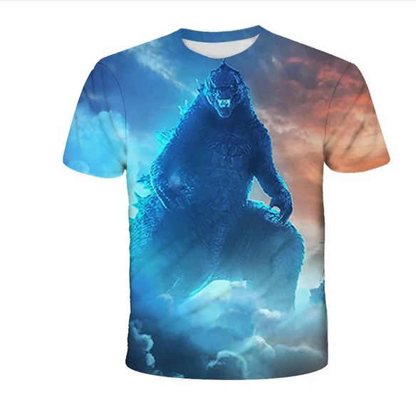 Mens Boys Godzilla King Kong T-shirt Casual Short Sleeve Tee Tops ...