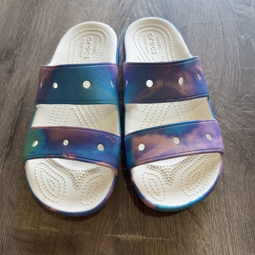 CROCS unisex Classic Two-Strap Slide Sandals Size M 5 Womens 7 purple ...