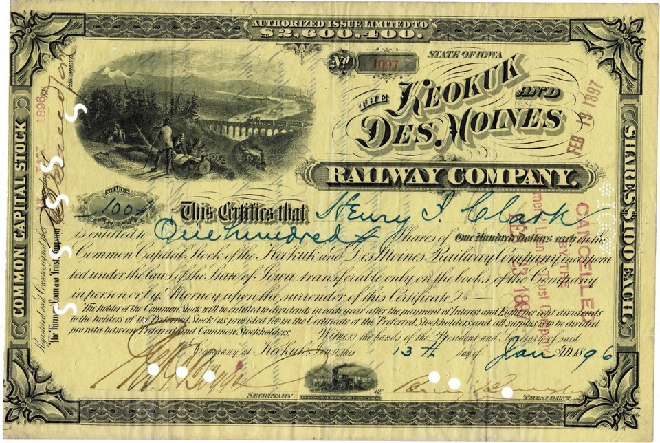 5 old American Railway Shares and Bonds including Great Northern ...