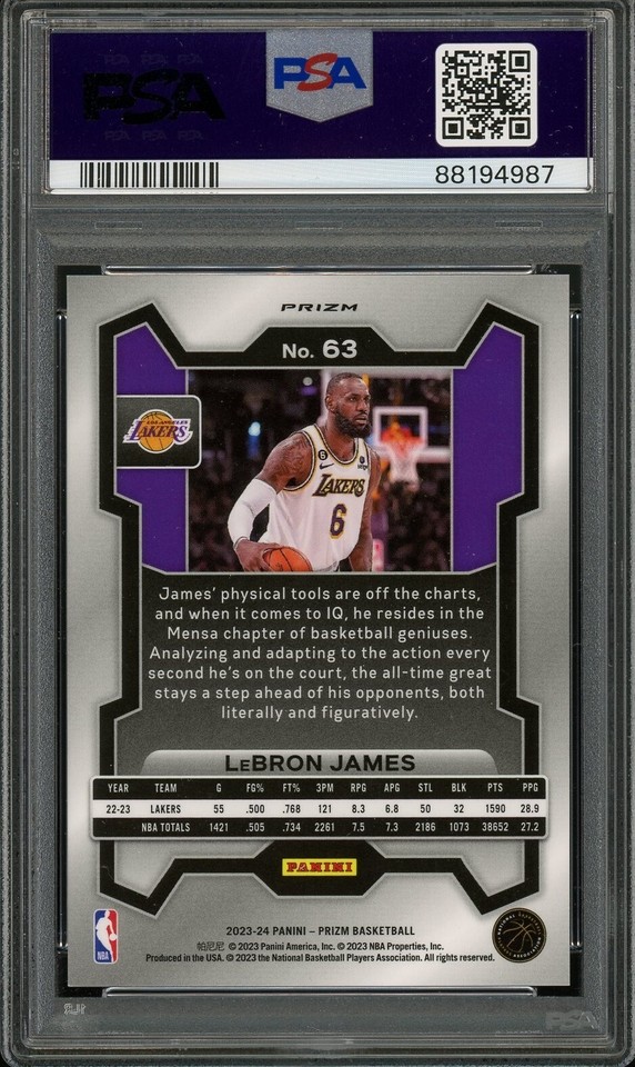 2023-24 Panini Prizm LeBron James #63 Snakeskin SSP MINT PSA 9 | eBay