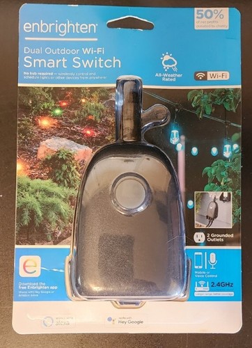 NEW Enbrighten Dual Outdoor Wi-Fi Plug-In Smart Switch 2 Outlet Alexa ...
