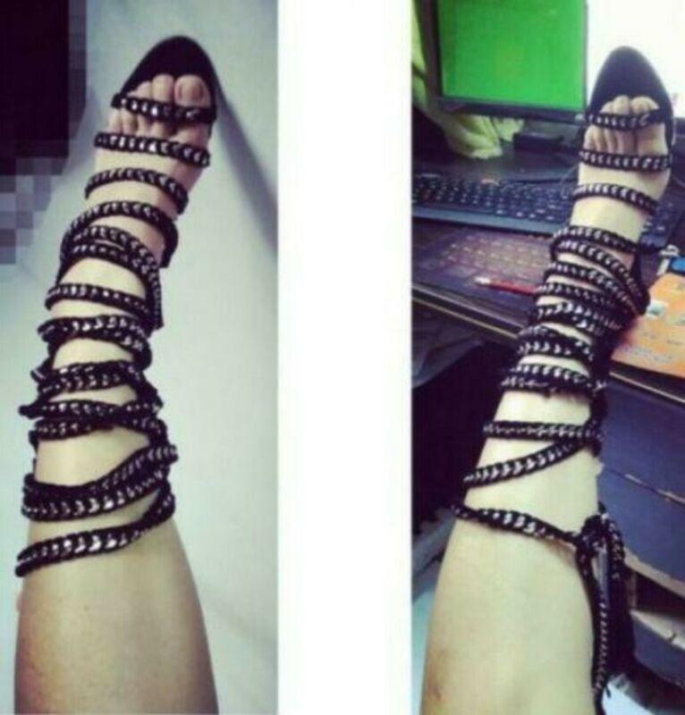 Sexy Women's Hollow High-Heel Strappy Gladiator Sandals Roman Rope ...