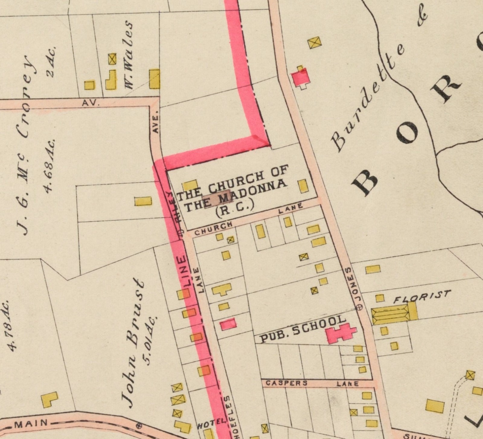 1913 FORT LEE LEONIA BERGEN COUNTY NEW JERSEY CHURCH OF THE MADONNA ...