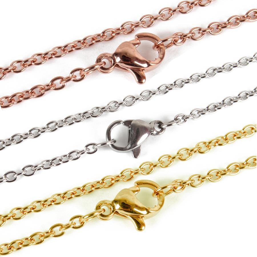 Stainless Steel Cable Chain Link Necklaces 45cm for Jewellery Making ...