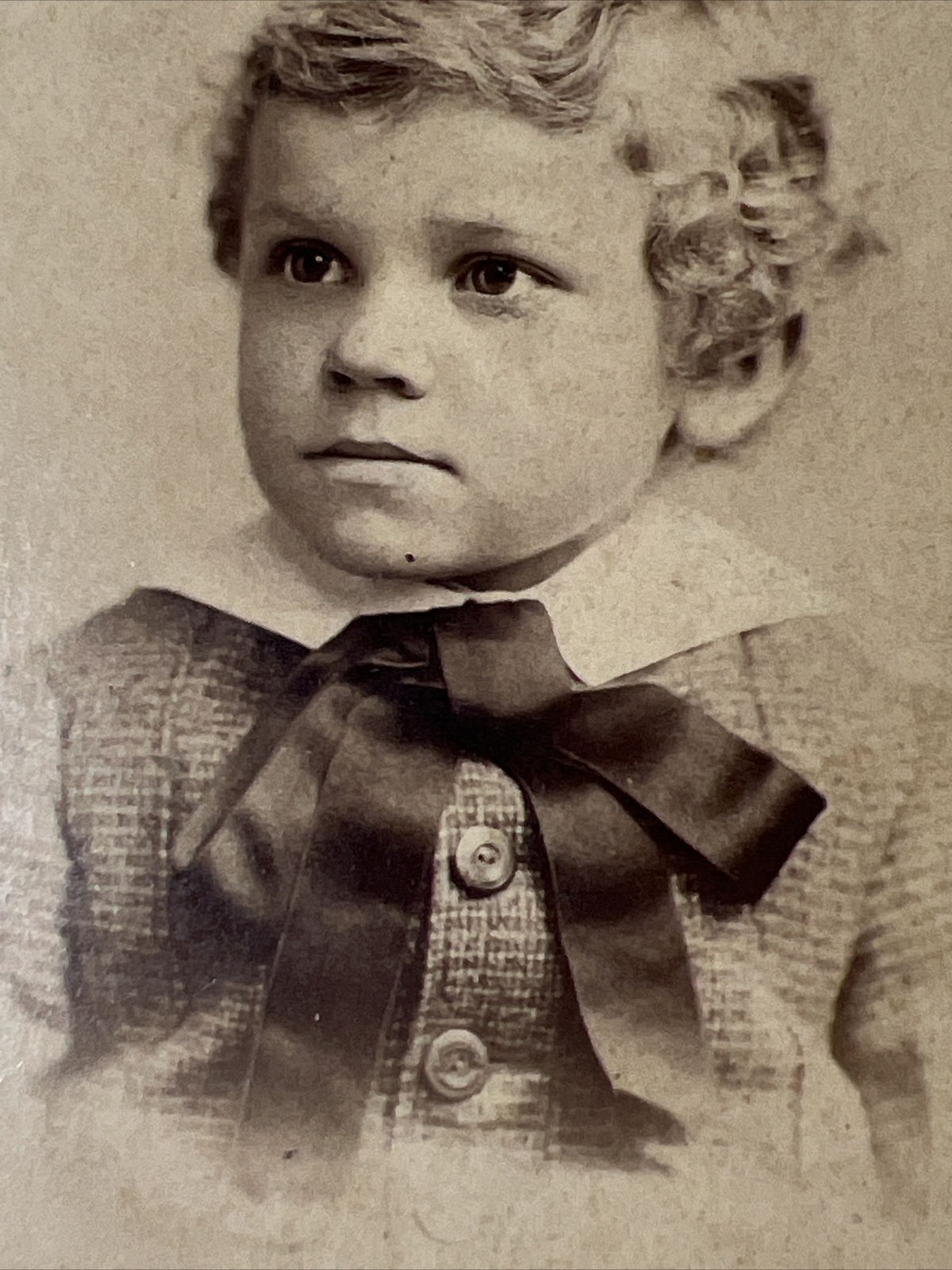 1880s Philadelphia PA A. CARL BORNER Boy in BOW antique Cabinet Card ...