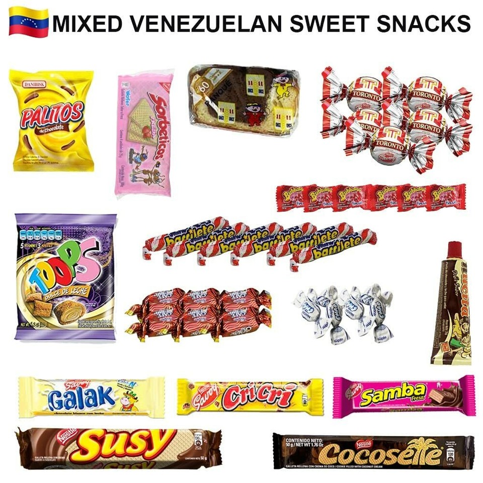 LATIN SABOR Venezuela Food Sweet Snacks Gift Crate Box Assorted Cookies ...