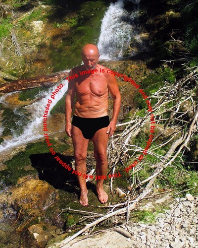 Old Man Standing by a Rushing Waterfall | eBay