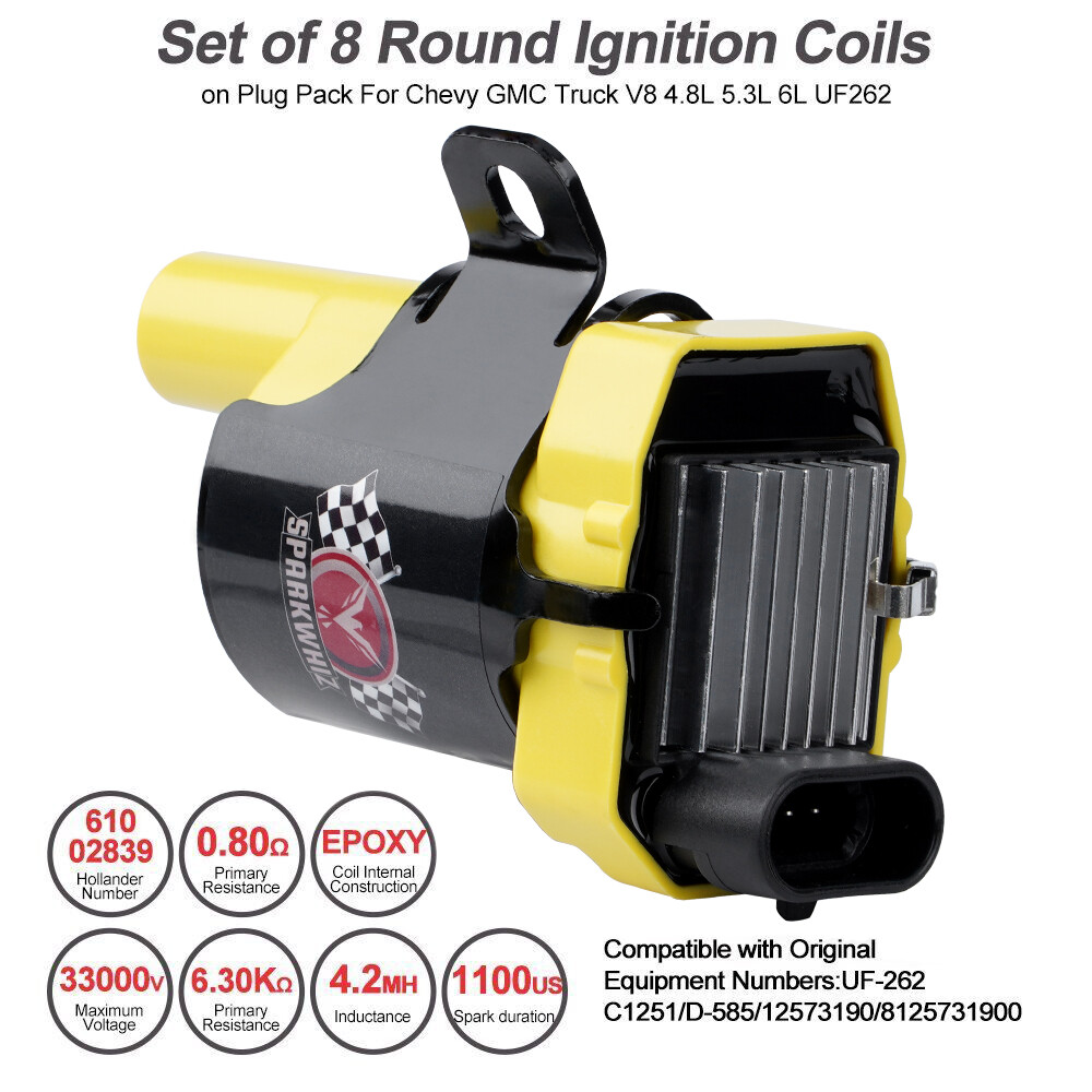 High Performance Ignition Coils 8 Pack For GMC Chevy C1251 4.8L 5.3L 6 ...