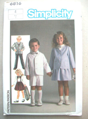 Toddler Suit jacket pants skirt dress pattern 6816 size 4 uncut | eBay