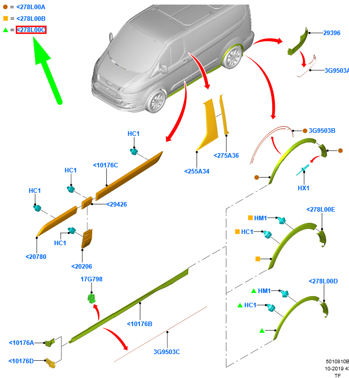 FORD TOURNEO CUSTOM Rear Left Wheel Arch Trim 2179959 NEW | eBay