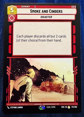 Star Wars Unlimited Spark of Rebellion Smoke and Cinders Rare Card | eBay