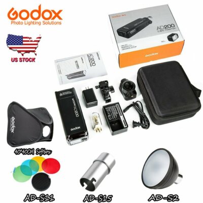 US Godox AD200 TTL HSS Pocket Flash Speedlite+Softbox Reflector Color ...