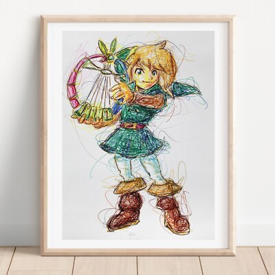 Link Oracle of Ages Ballpoint Pen Print, Legend of Zelda Art | eBay UK