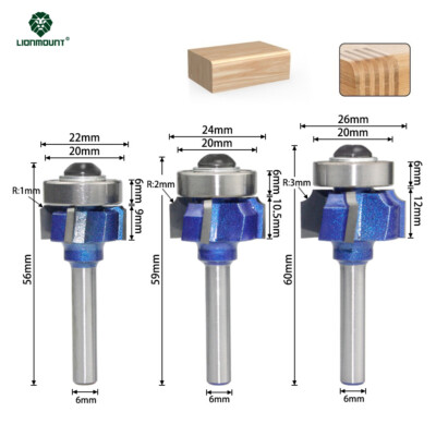 1PC/3PCS Round Over Edge Profile Router Bit 1/2/3mm Radius, 6/8mm 1/4 ...