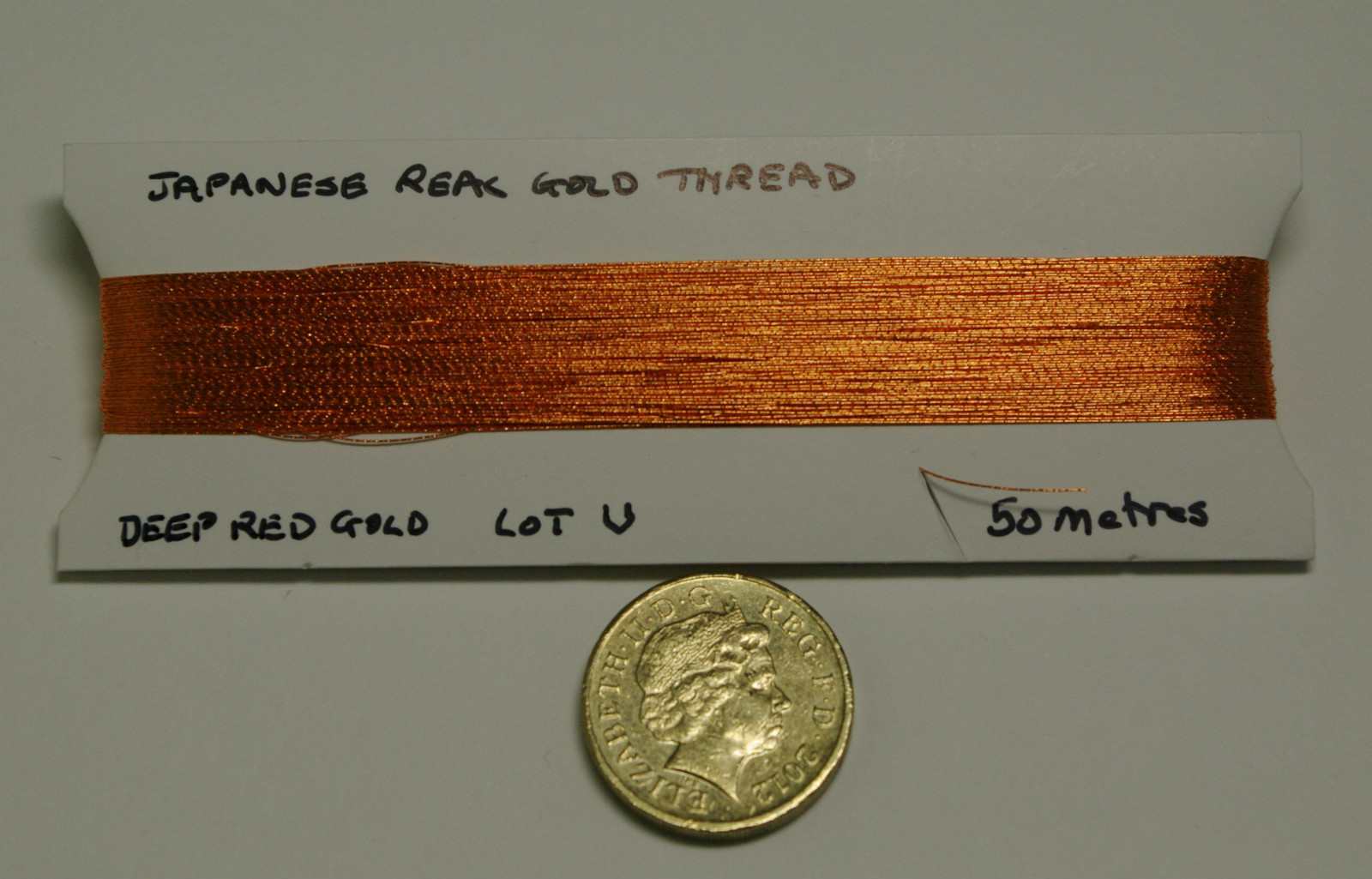 REAL GOLD THREAD, 50 METRES, CHOICE OF 7 SHADES, EMBROIDERY, GOLDWORK ...