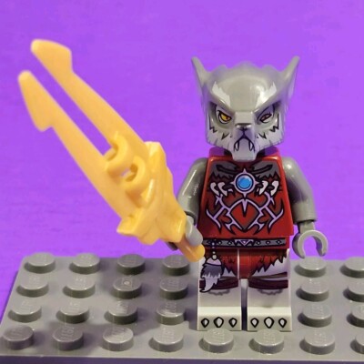 Lego Legends Of Chima Wakz Wolf Minifigure Gray With Battle Axe Weapon ...