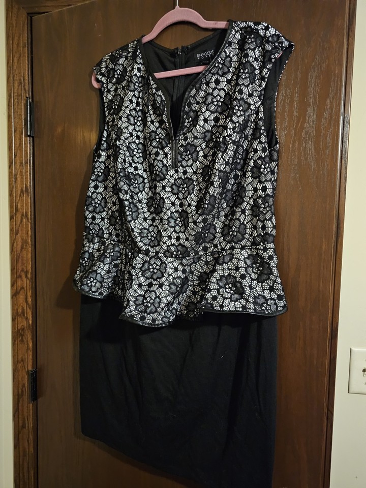 Plus Size Enfocus Women Black Dress With Ruffle Size 20W | eBay