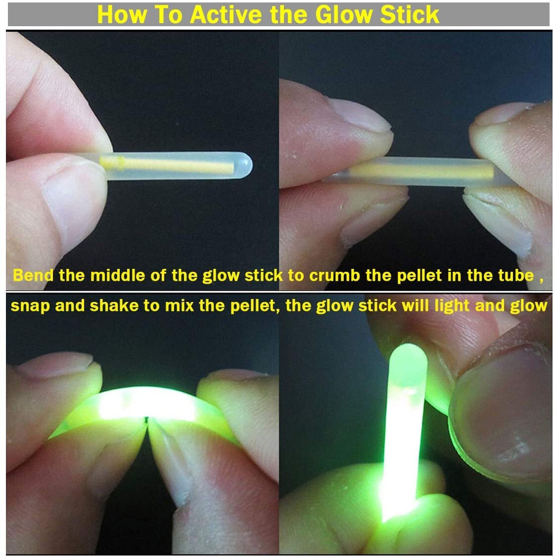 200pcs Light Fishing Lightstick Fluorescent Float Night Dark Glow Stick ...