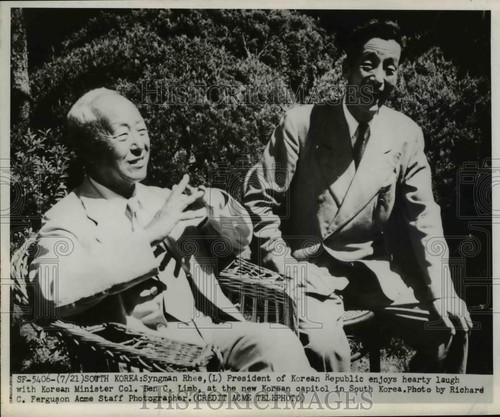 Press Photo Syngman Rhee, Pres. Korean Republi Col Ben C. Limb ...