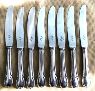Set of 8 Friodur WMF 90 Silverplate 9" Knives NO MONOGRAMS EXCELLENT ...