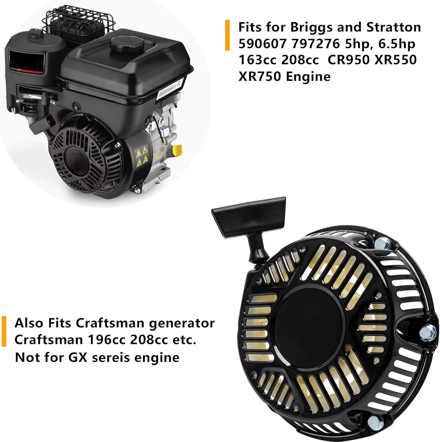 Briggs and Stratton Pull Start Assembly Recoil Starter 163cc 208cc ...