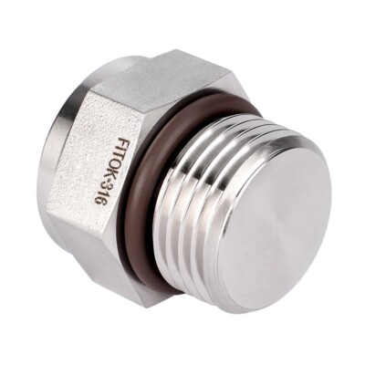 FITOK 316 SS Hex Head Pipe Plug with O-Ring 1 5/8-12 Male SAE/MS ...