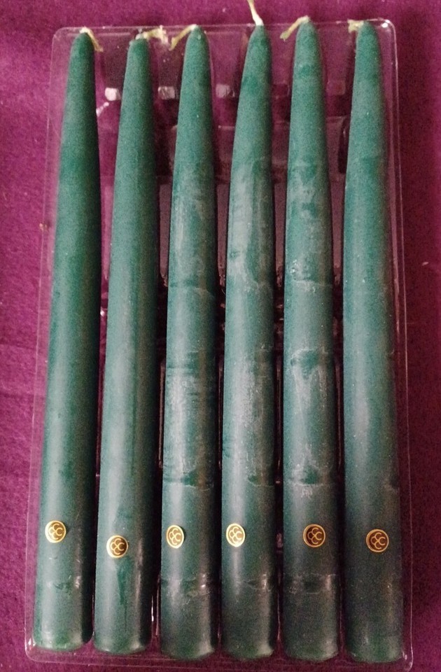 COLONIAL CANDLE OF CAPE COD SET OF 6 CLASSIC CANDLES EVERGREEN 12" TALL ...