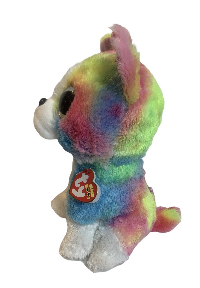 PLUSH Ty Beanie BOOS Bulldog ISLA Puppy Dog Rainbow Multicolor Pink 8-9 ...