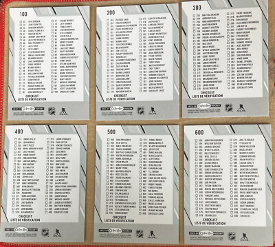 2023-24 OPC Checklists Hockey (#100, #200, #300, #400, #500 & #600 ...