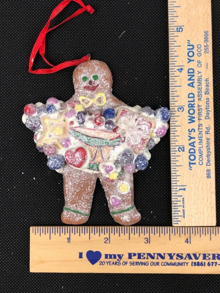 Gingerbread Man Gumdrops Iced Christmas Ornament Collectible | eBay