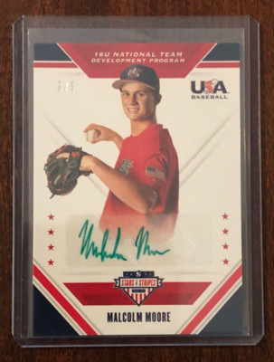 MALCOLM MOORE 2020 PANINI USA BASEBALL STARS & STRIPES 16U AUTO GREEN ...