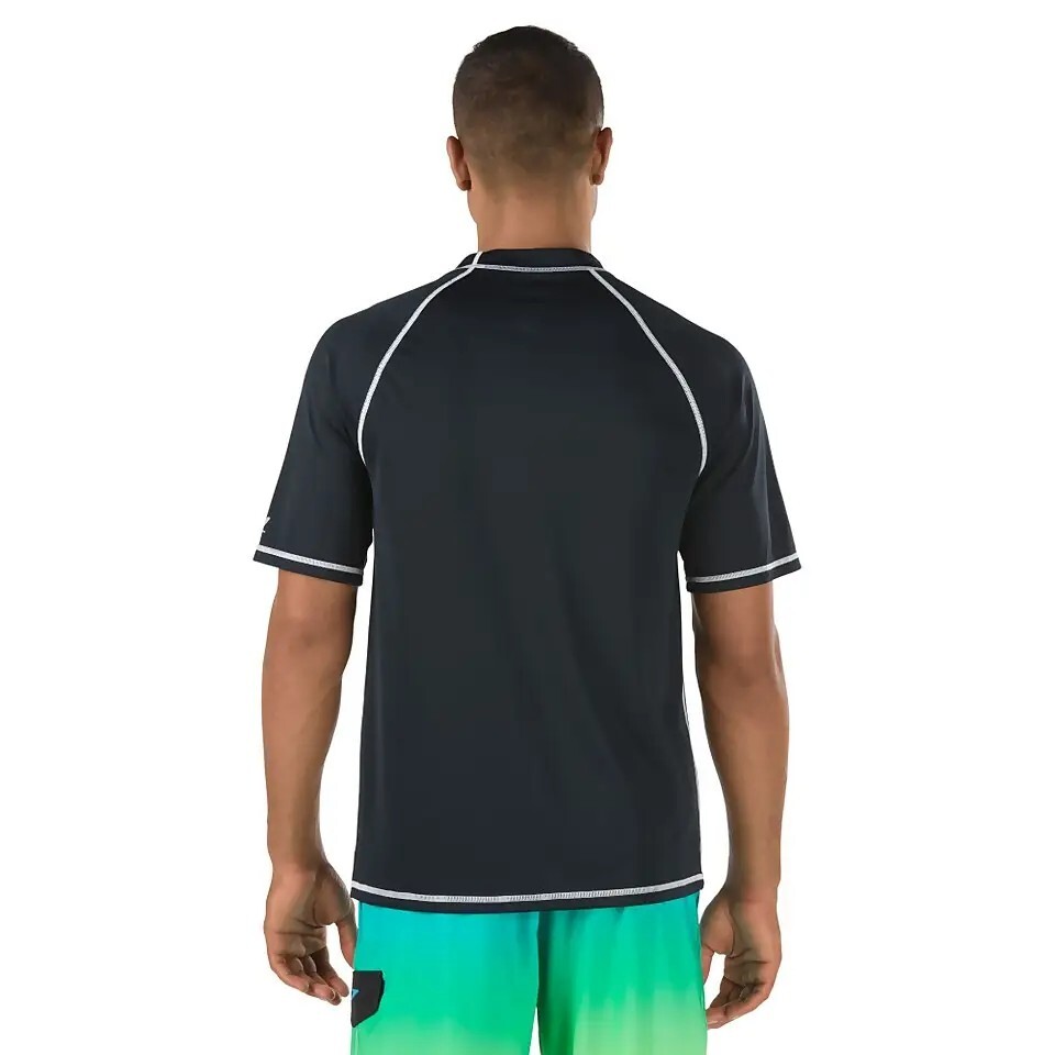 NWT Speedo Men'S UV Black Swim Shirt Short Sleeve Loose Fit Easy Tee sz ...