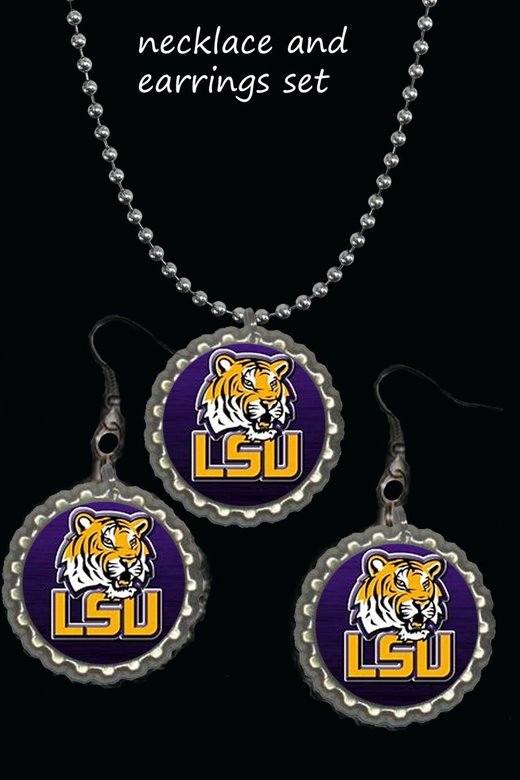 Lsu Tigers Louisiana state university earrings and necklace set a must ...