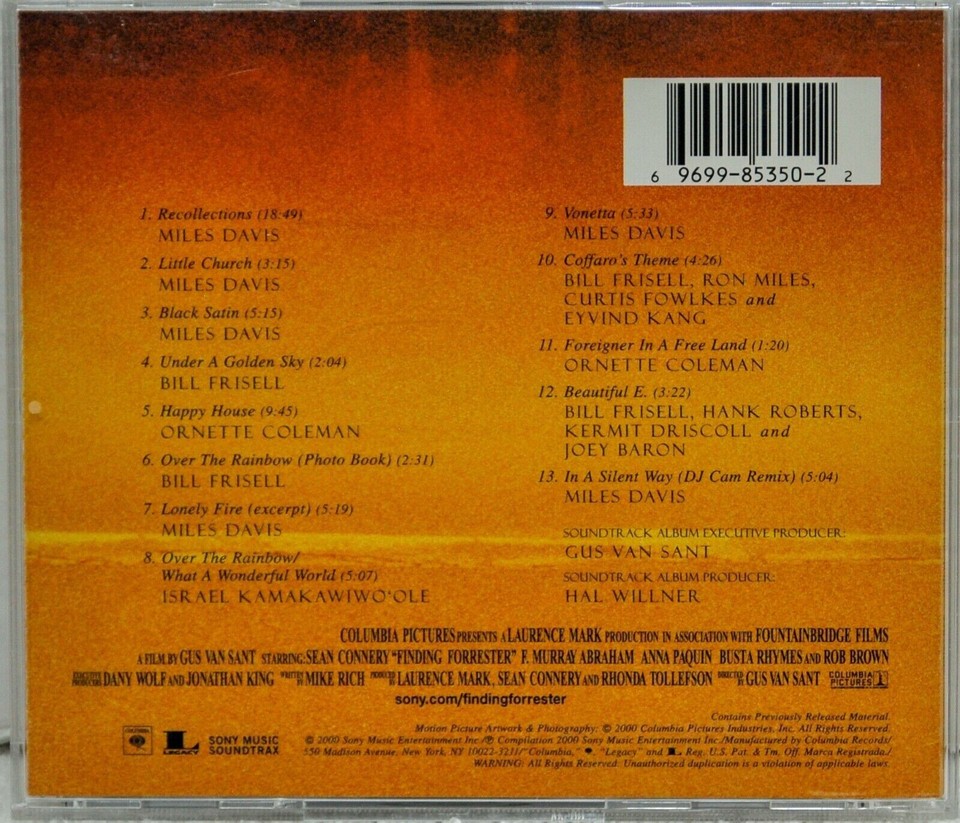 Finding Forrester Soundtrack CD - Sean Connery Miles Davis Ornette ...
