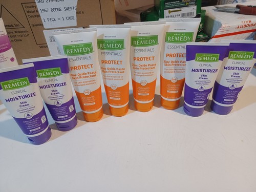 4x Medline Remedy Essentials Zinc Oxide Barrier Cream + 4x Moisturize ...