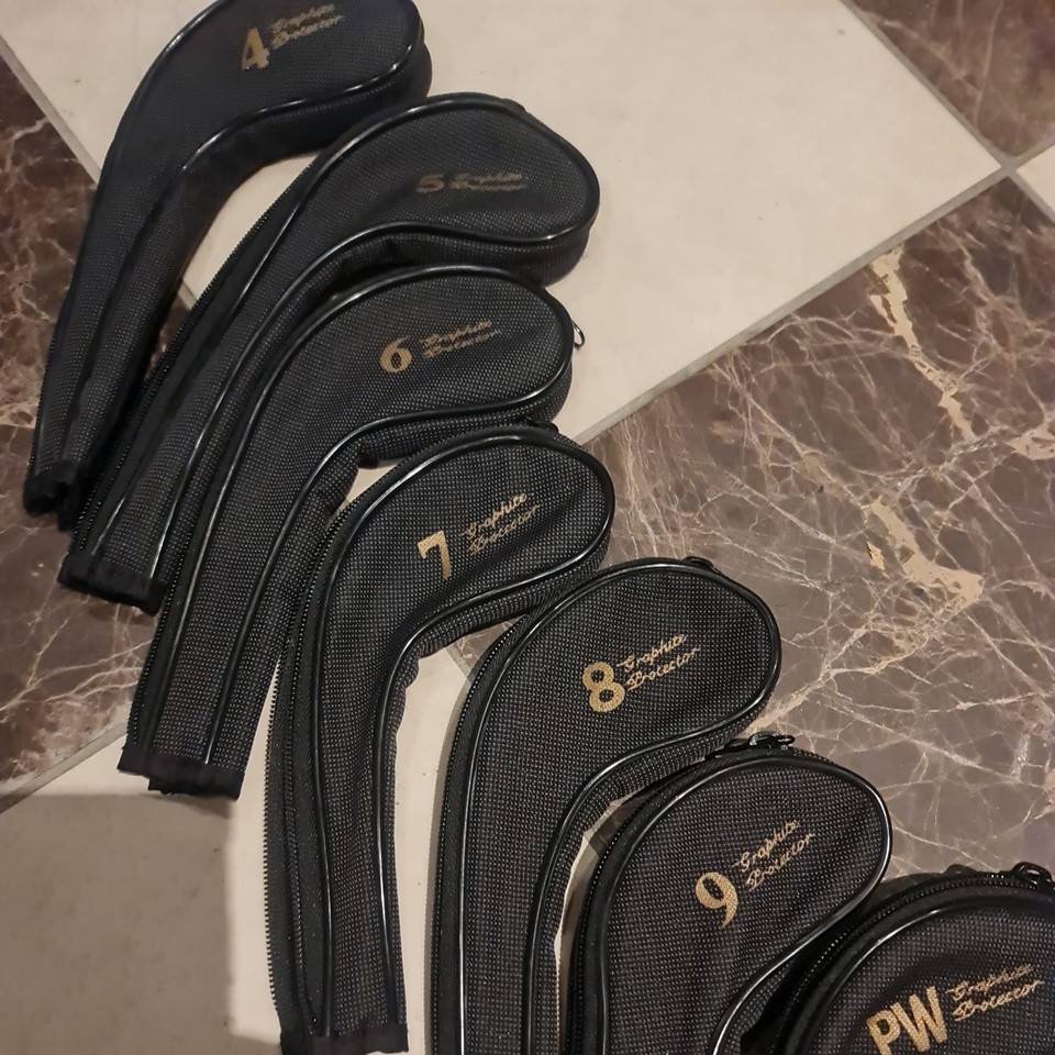 Graphite Protector Iron Head Cover Long Neck Zip Up - 8 pcs 4-SW | eBay UK