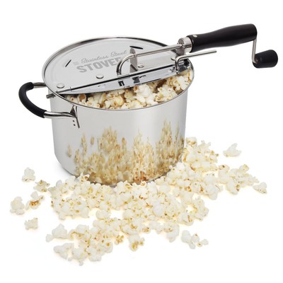 StovePop Stainless Steel Popcorn Popper - Gearless Hand Crank, Magnetic ...