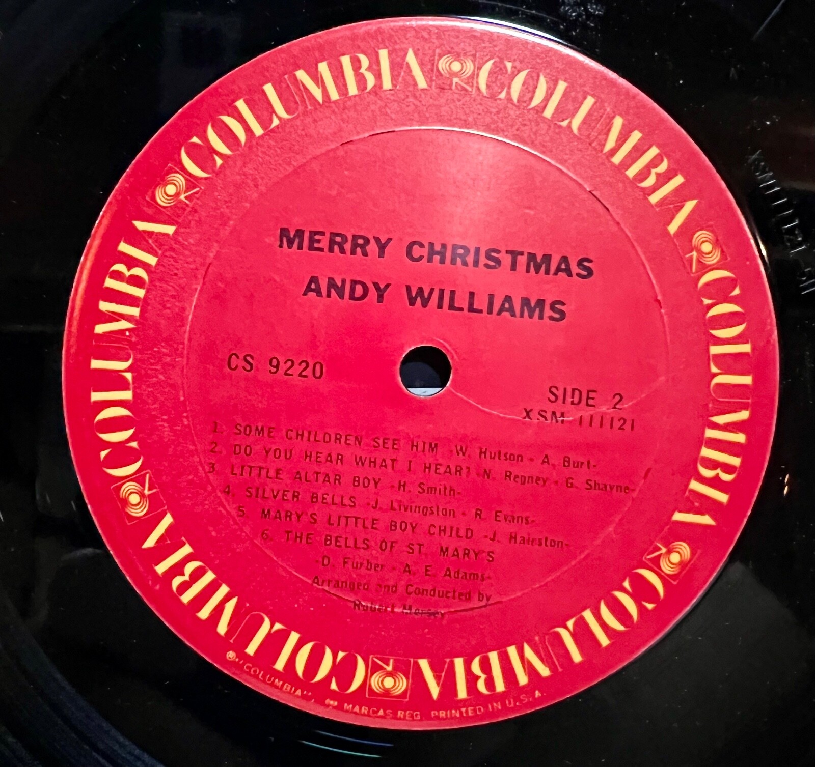 ANDY WILLIAMS MERRY CHRISTMAS CS-9220 Holiday Music VINYL LP RECORD NM ...