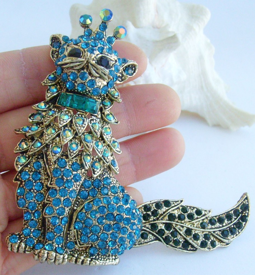 Charming Animal Cat Kitty Keychain Pendant Rhinestone Crystal KP05953 ...