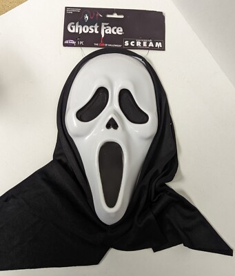 NWT Scream Ghostface Mask Fun World hooded ghost face halloween scary ...