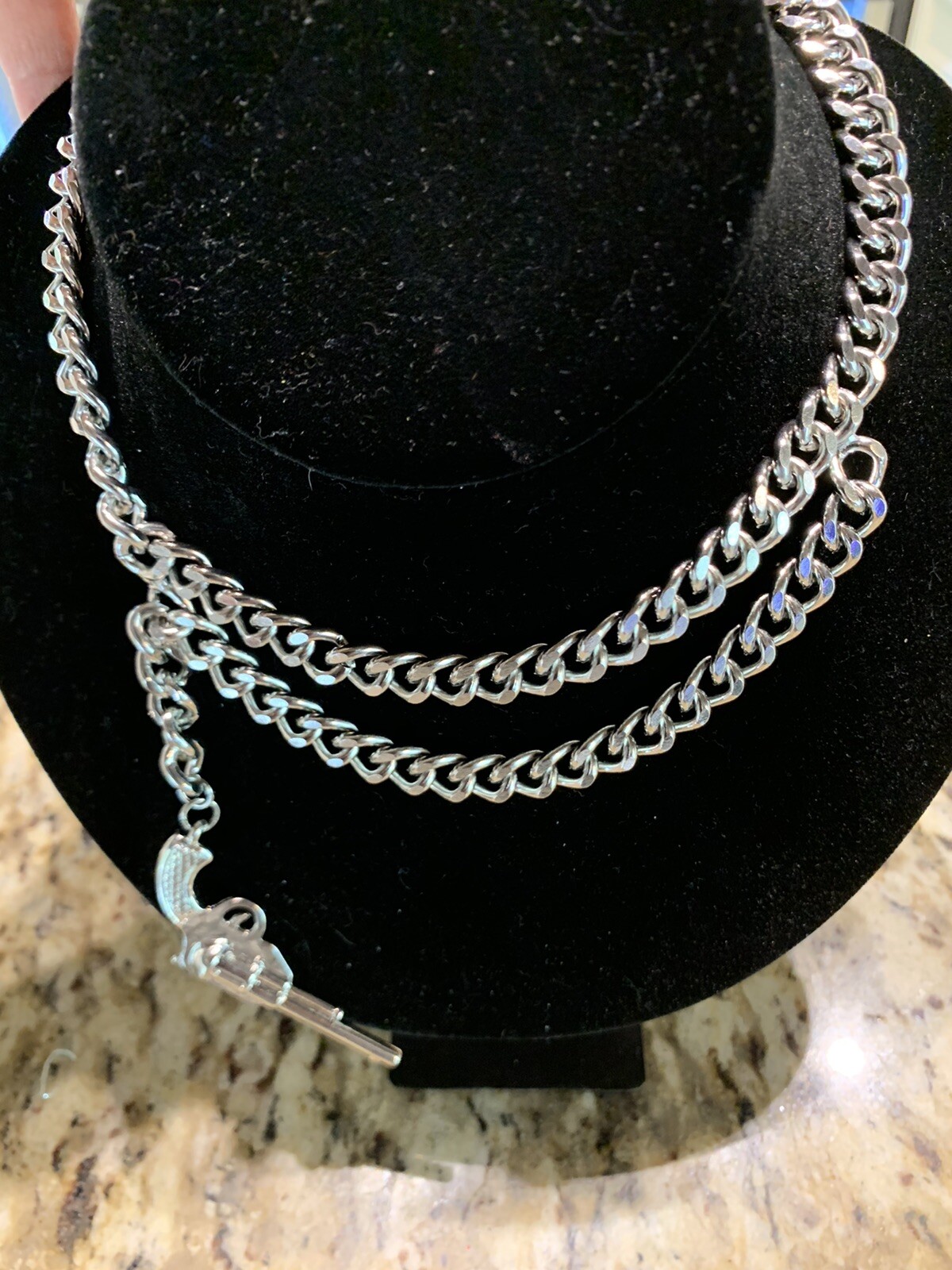 New Gangsta Silver Layered Chunky Link Chain Gun Pistol Necklace ...