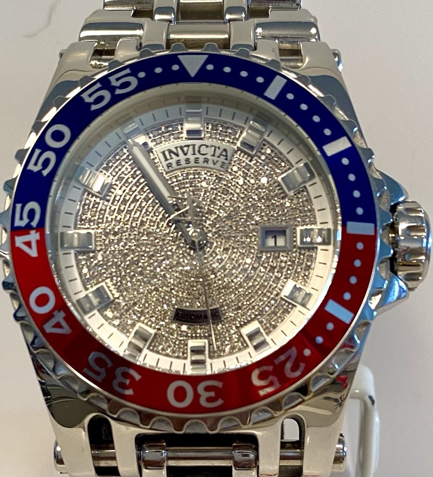 50mm 1.48Ctw Diamond | Swiss R150 Auto | CHAOS | Blue/Red Bezel ...