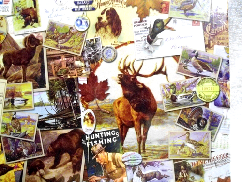 RUSTIC LODGE Hunting & Fishing Collage 1000 Piece Jigsaw Puzzle 26.6" x ...