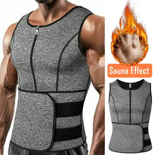 Men Neoprene Sauna Sweat Vest Body Shaper GYM Waist Trainer Fat Burner ...