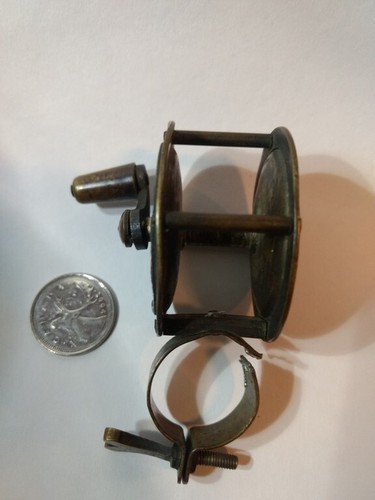 Antique Brass Bronze Rare Fishing Reel Embossed Scene Victorian Figure ...